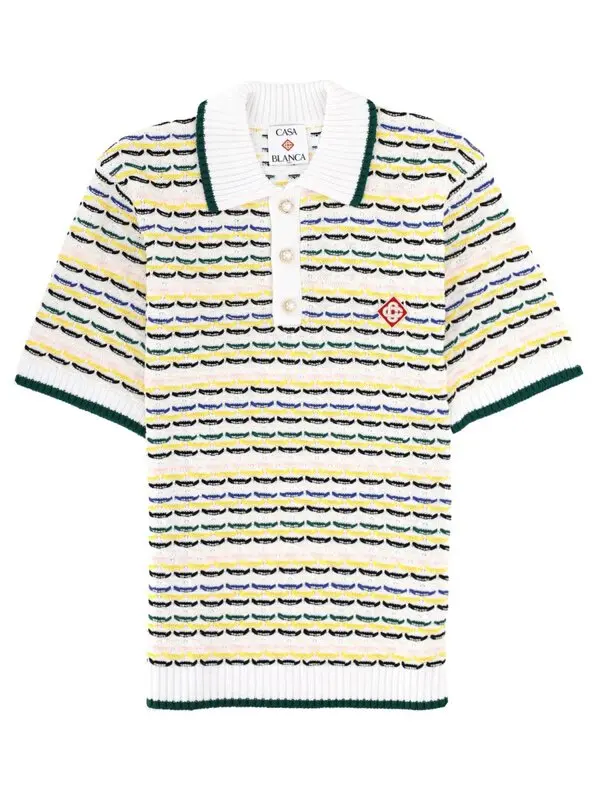 Casablanca Knit Polo Shirt With Embroidered Detail - Multicolour