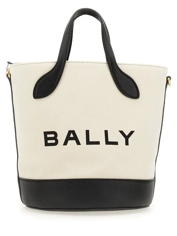 Bally Logo Print Bucket Bag - Powder