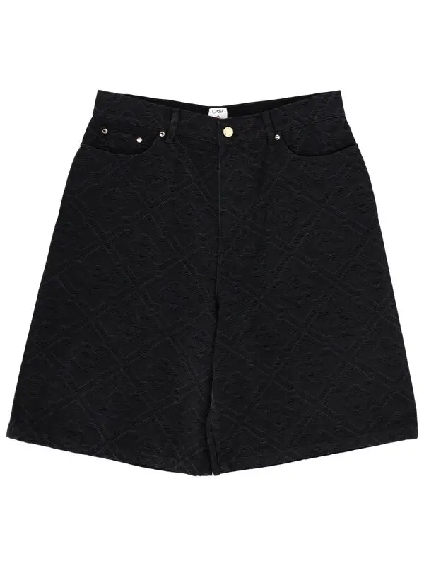 Casablanca Laser Monogram Denim Shorts - Black