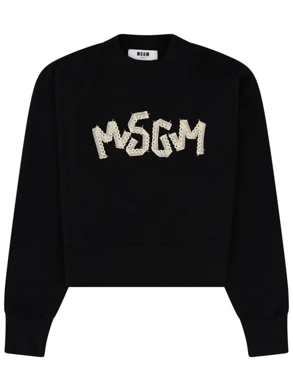 MSGM Cropped Logo Sweatshirt - Black