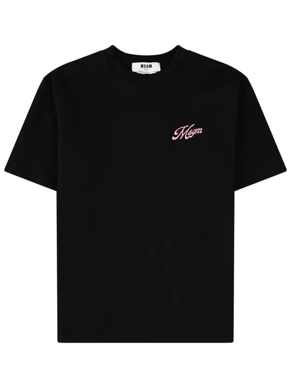 MSGM Cotton T-shirt With Graphic Print - Black