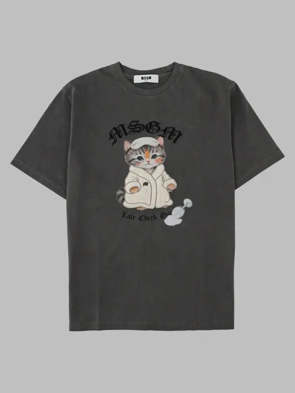 MSGM Cotton T-shirt With Graphic Print - Black
