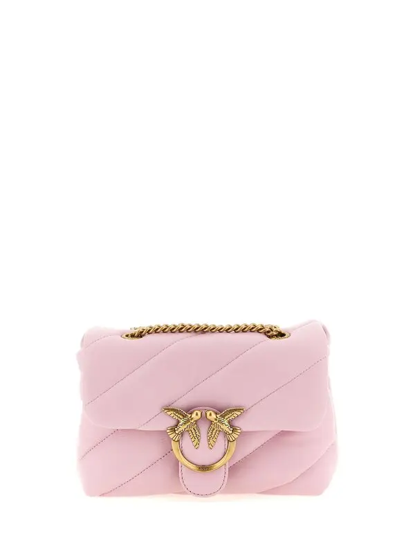Pinko Quilted Mini Bag With Chain Strap And Logo Detail - Pink