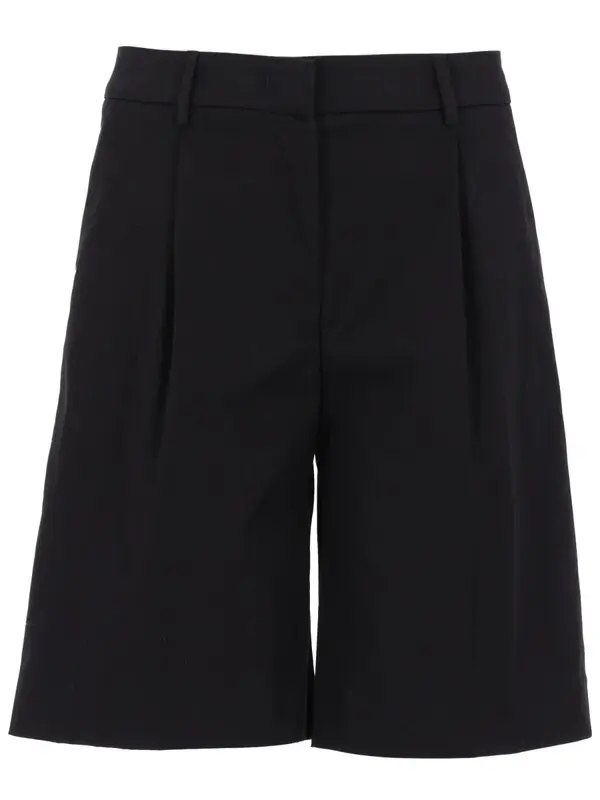 PT TORINO Tailored Wide-leg Shorts With High-rise Waistband - Black