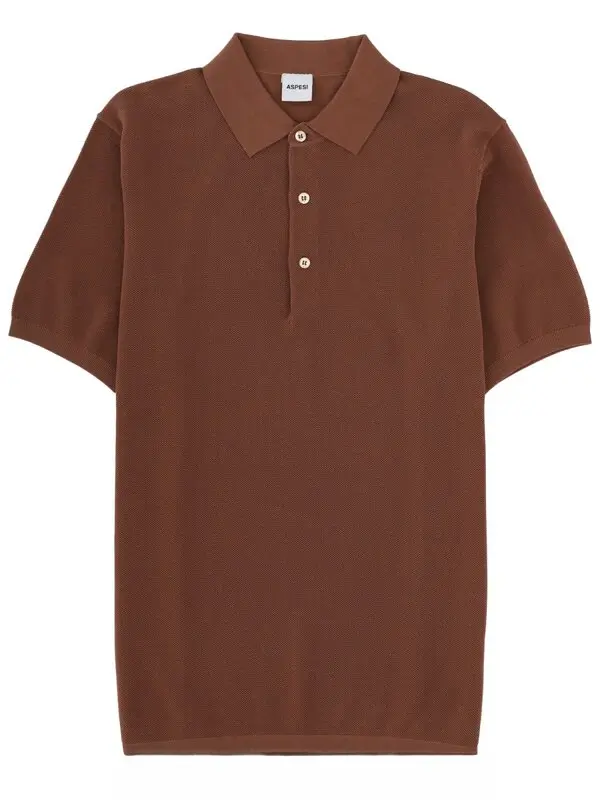 Aspesi Cotton Knit Polo Shirt - Brown