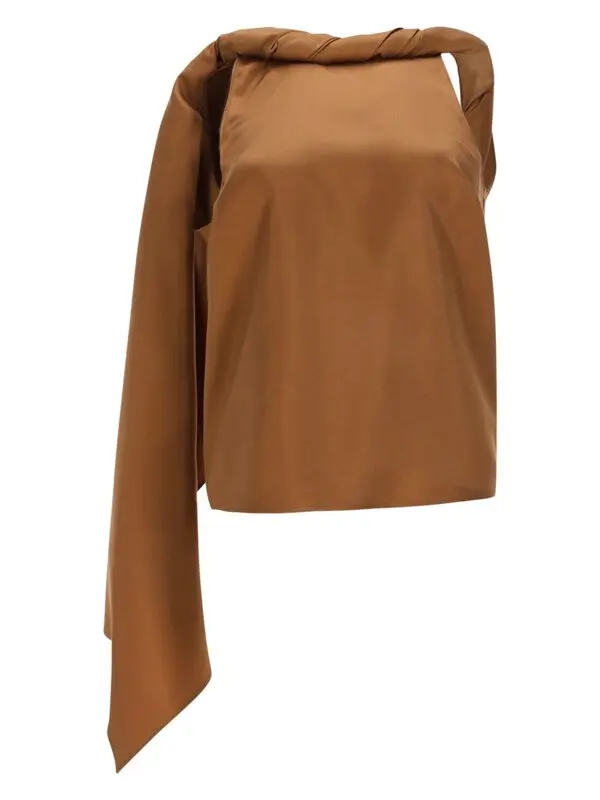 Loulou De Saison Wilma Twisted Silk-twill Top