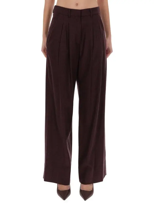 PT TORINO Wool Cashmere Blend Tailored Trousers - Bordeaux