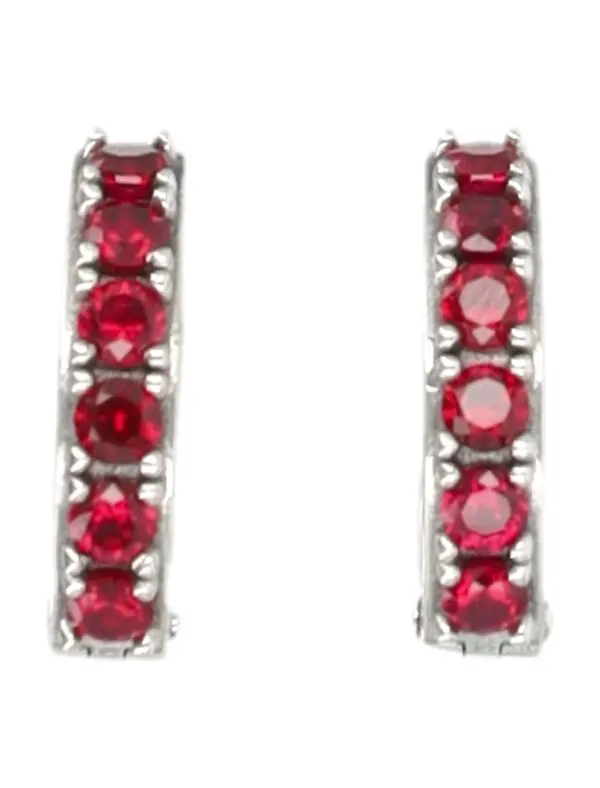 Emanuele Bicocchi Sterling Silver Zirconia Paved Hoop Earrings - Ruby