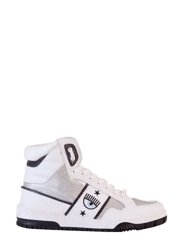 CHIARA FERRAGNI High Top Sneakers - Silver