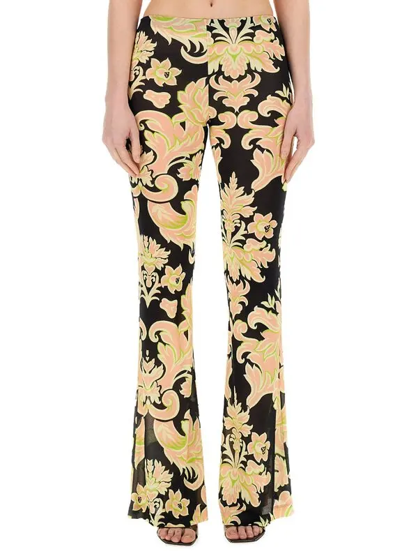 Etro Printed Viscose Flare Leg Trousers - Multicolour