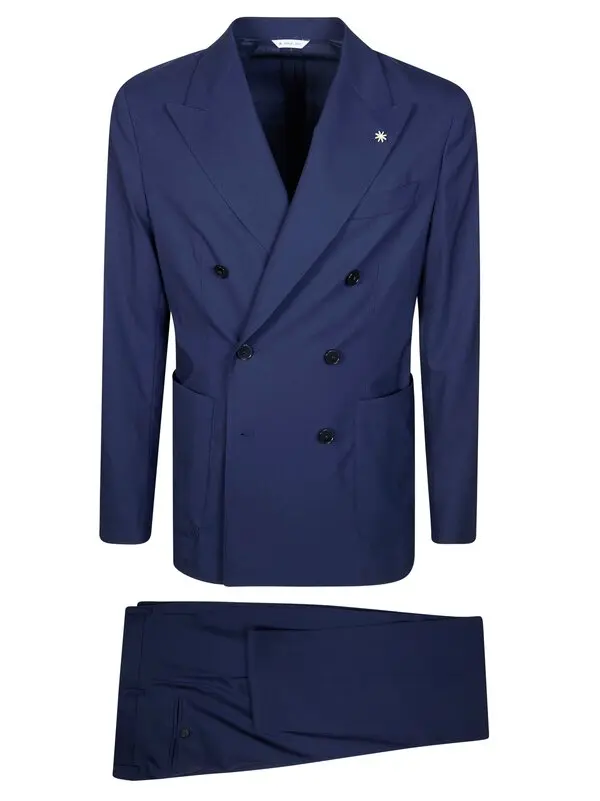 MANUEL RITZ Cool Wool Double Breasted Pinstripe Suit