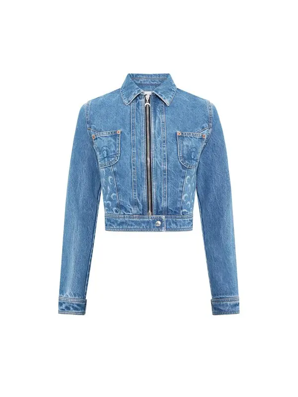 MARINE SERRE Fitted Trucker Jacket - Blu