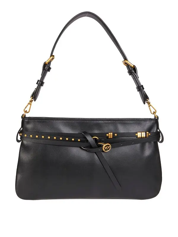 Pinko Studded Leather Shoulder Bag