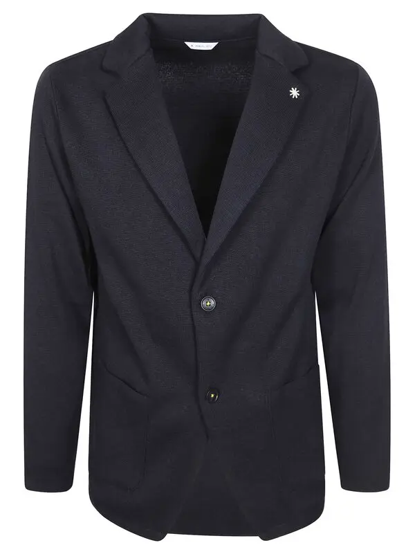 MANUEL RITZ Patch-pocket Lapel Collar Cardigan - Blu