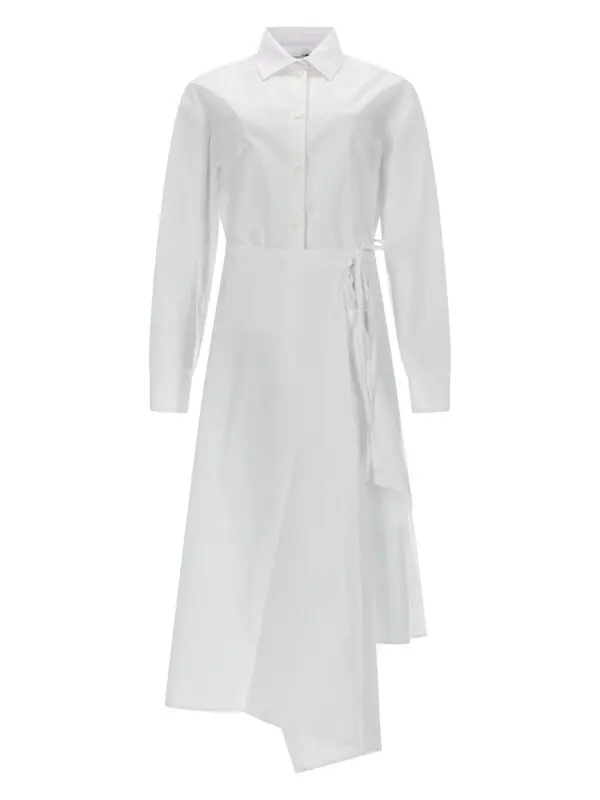 MSGM Cotton Shirt Dress With Wrap Skirt - White