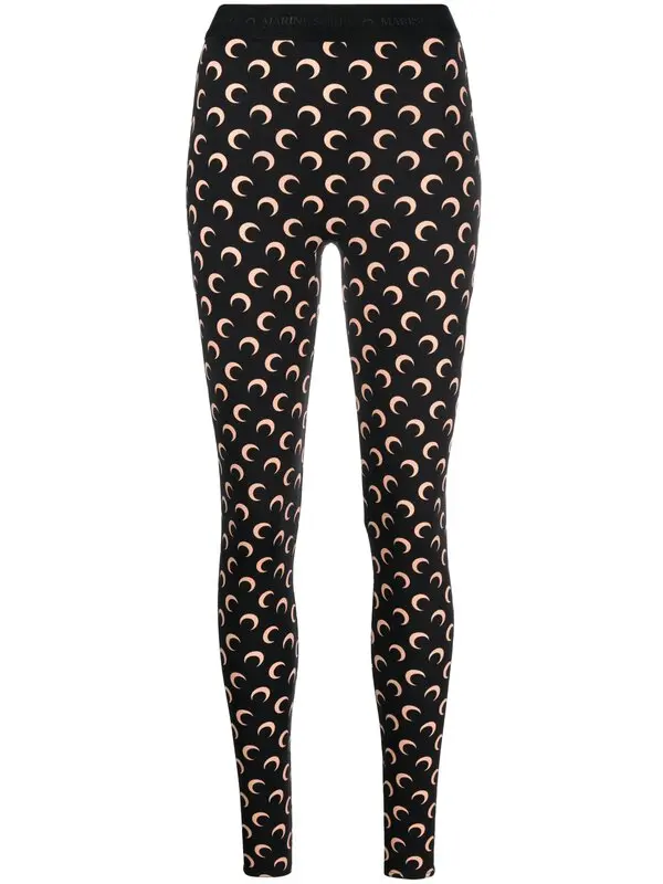 MARINE SERRE Moon Print Ethereal Waistband Stirrups - Nero