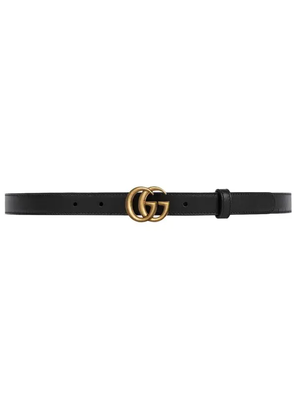 Gucci Antique Brass Double G Buckle Belt - Nero