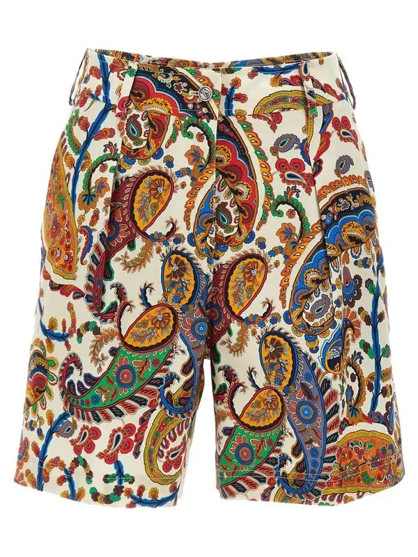 Etro Floral Paisley-pattern Stretch Cotton Shorts