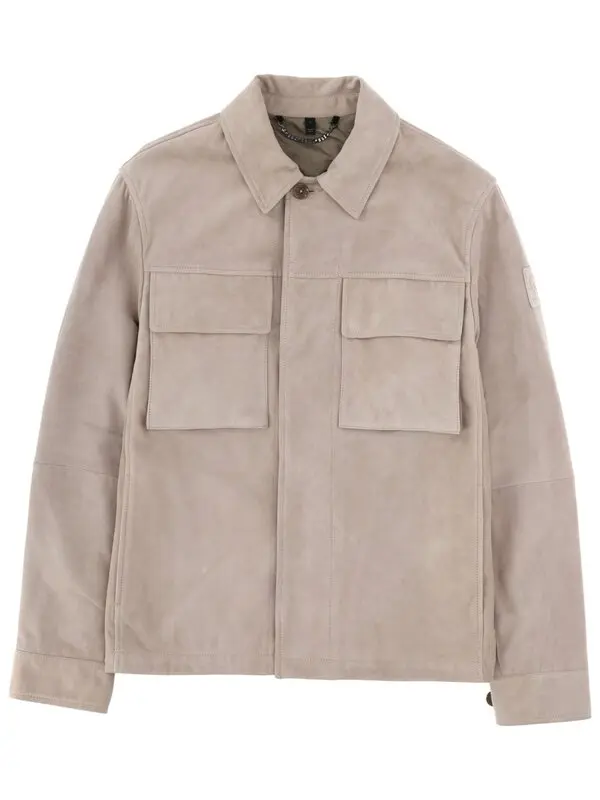 Belstaff Premium Goat Leather Shirt Jacket - Dove