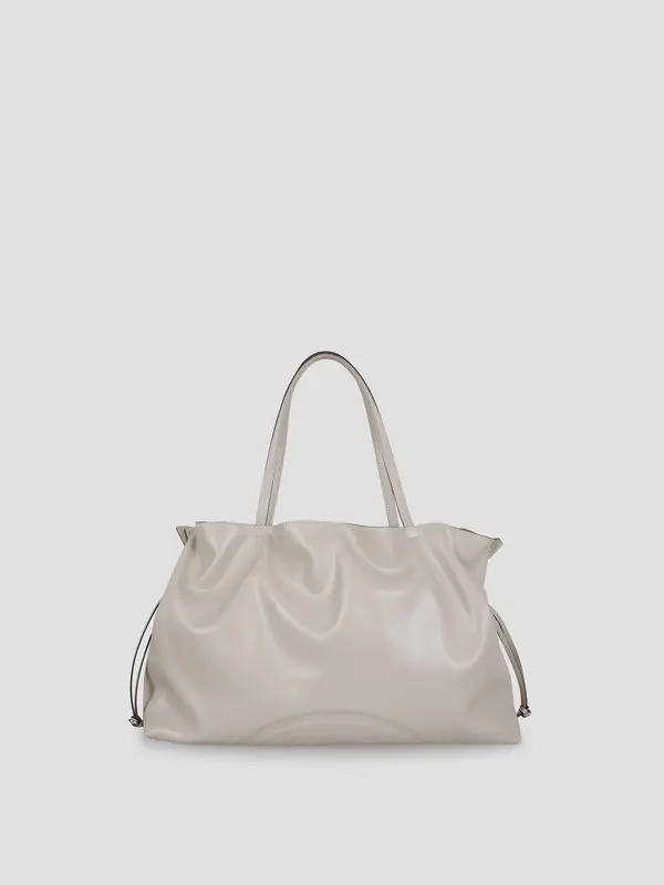 Tory Burch Recycled Drawstring Mini Tote Handbag - Light Stone