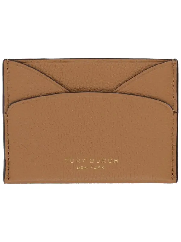Tory Burch Leather Card Holder Wallet - Beige