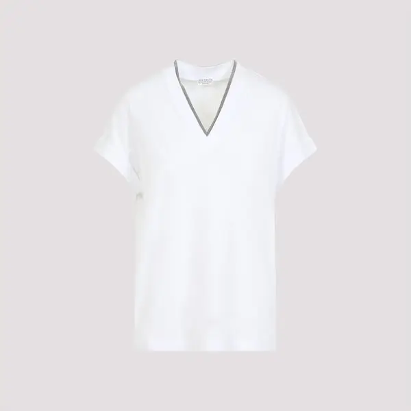 Brunello Cucinelli Monil Chain V-neck T-shirt - White