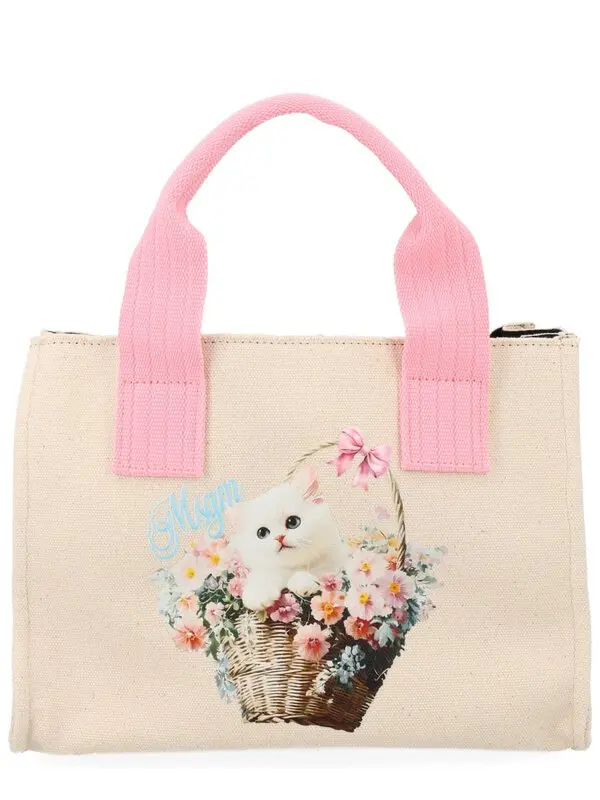 MSGM Mini Tote Handbag - Beige