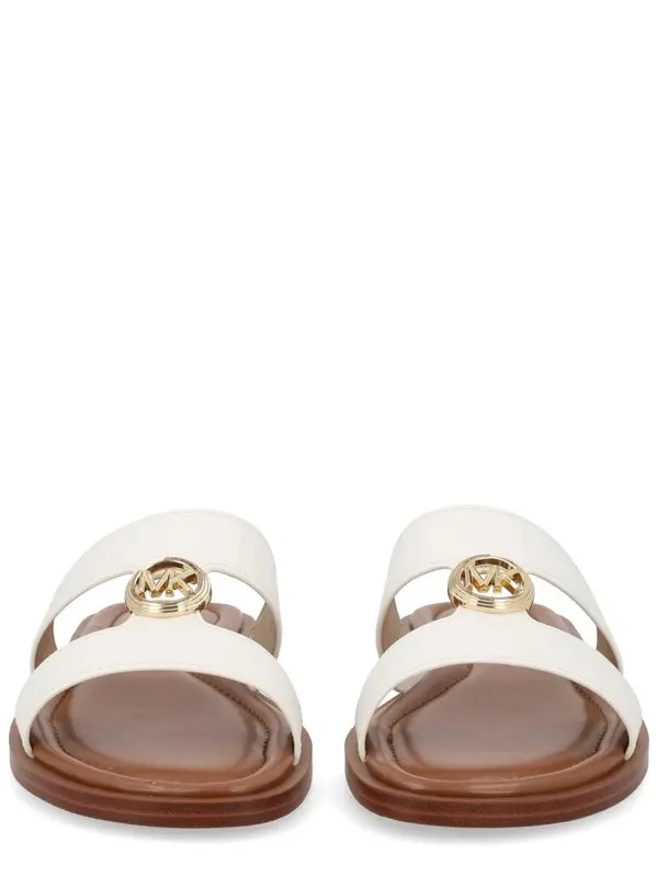 Michael Kors Leather Logo Detail Slide Sandals