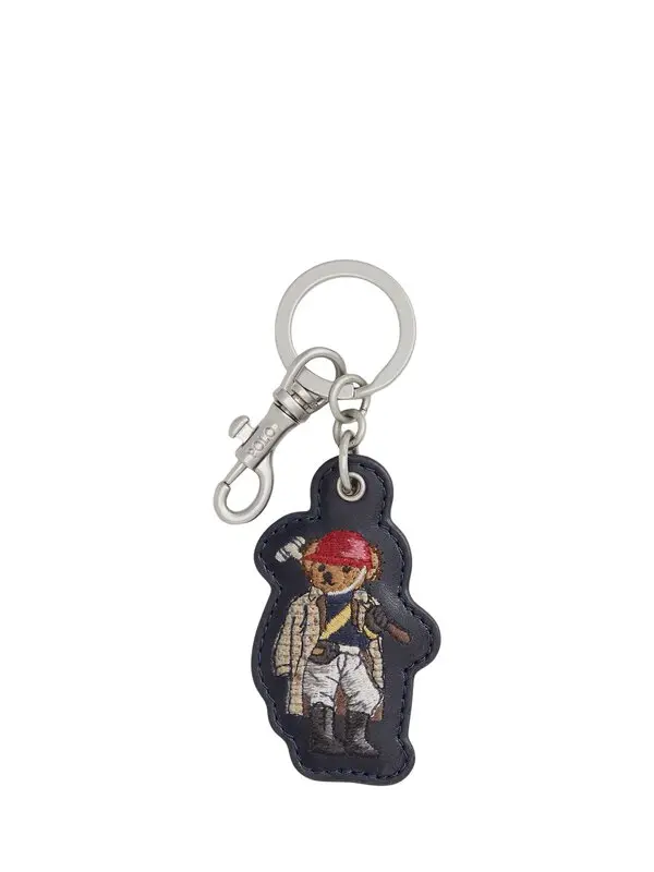 Ralph Lauren Leather Bear Keychain - Navy