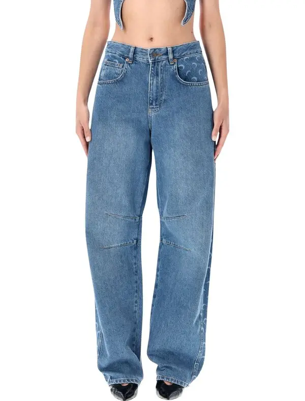 MARINE SERRE Wide Leg Jeans - Blue