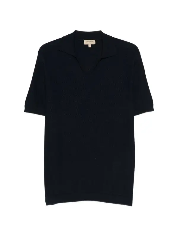 Woolrich Classic V-neck Ribbed Knit Polo Shirt