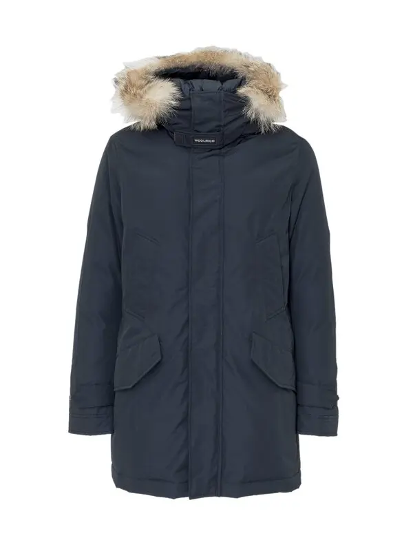 Woolrich Padded Parka Coat With Fur Trimmed Hood - Blu