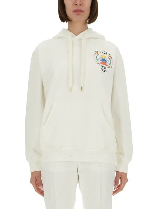 Casablanca Casa Way Mountain Embroidered Hoodie - Ivory