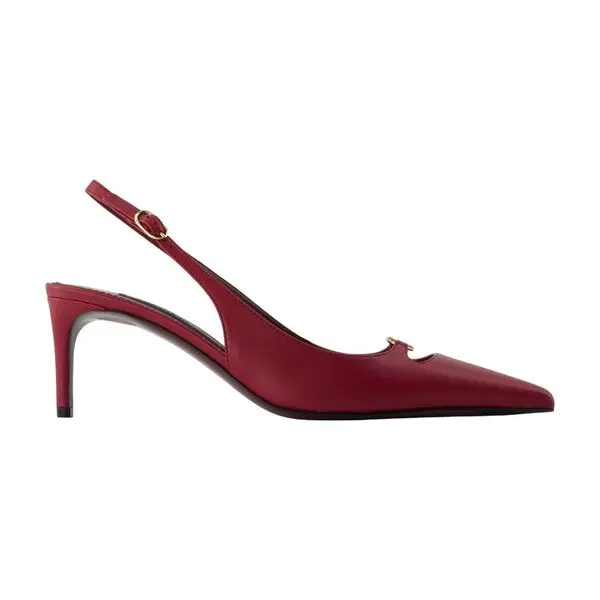 Dolce & Gabbana Slingback Nap Paint Silk Pumps - Bordeaux
