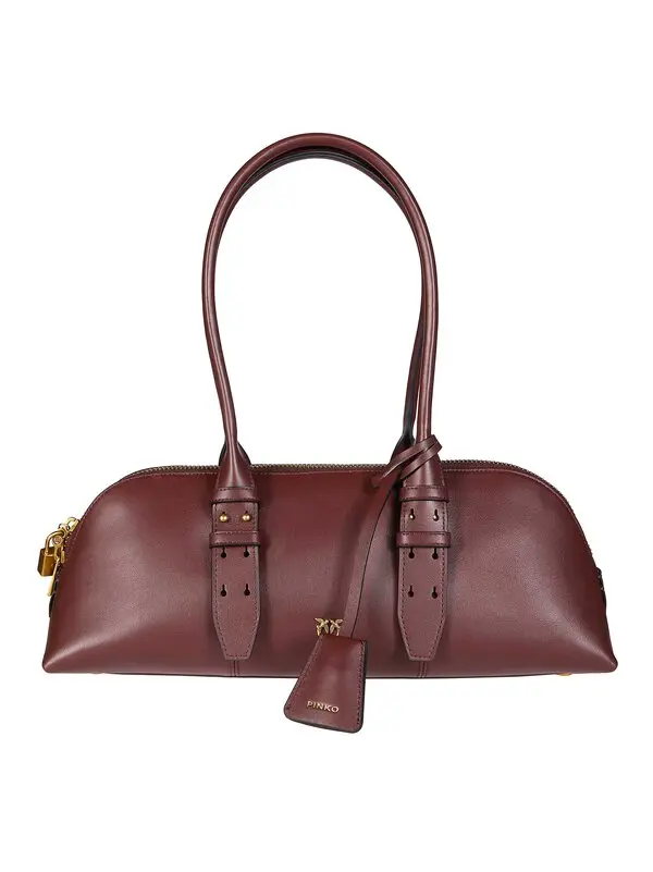 Pinko Padlock Logo Plaque Bowling Shoulder Bag