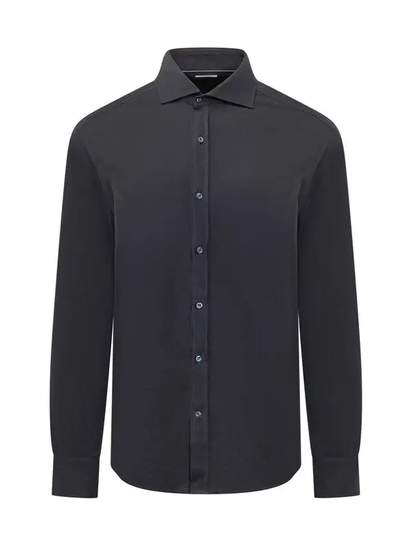 Brunello Cucinelli Long Sleeve Cotton Shirt - Navy