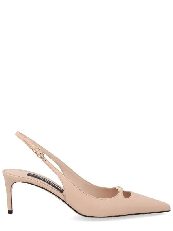 Dolce & Gabbana Silk-effect Nappa Leather Slingback - Nude
