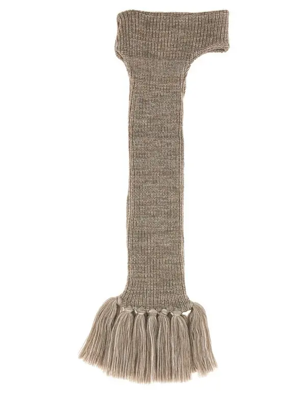 KIJIMA TAKAYUKI Knitted Wool Ear Band With Fringe - Grey