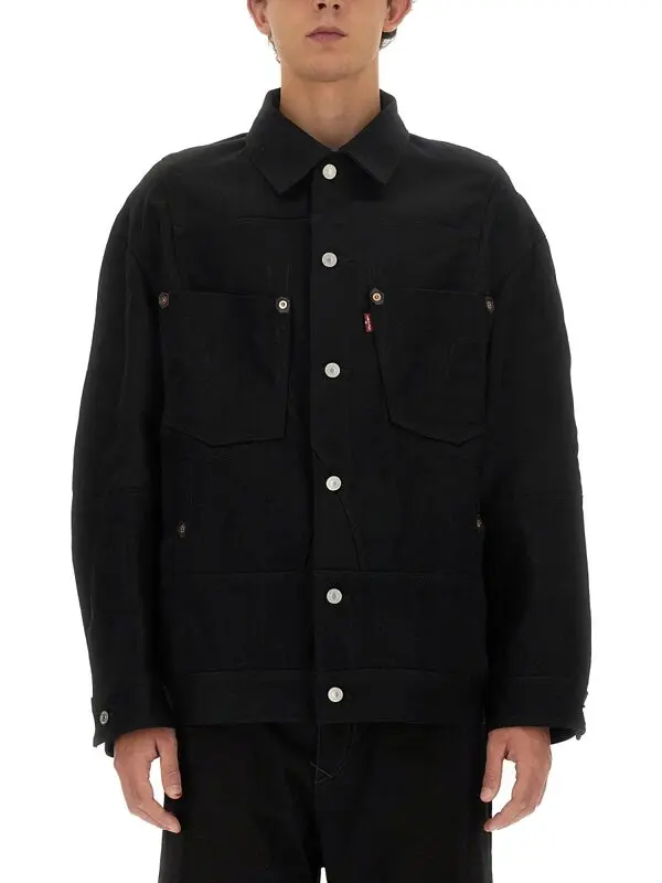 Junya Watanabe Cotton Denim X Wool Serge Levi's W Name Jacket - Black