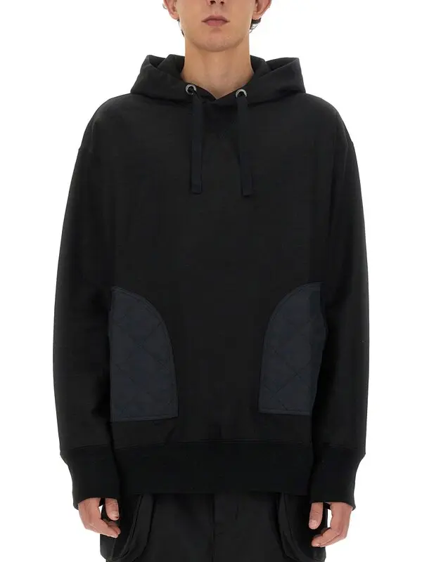 Junya Watanabe Quilted Pocket Wool Popover Hoodie - Black