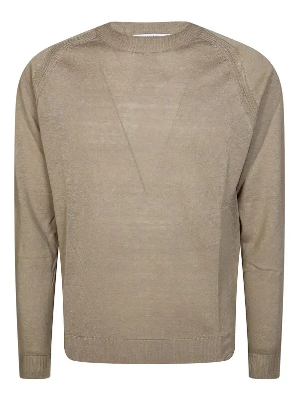 DANIELE FIESOLI Linen Blend Classic Long Sleeve T-shirt - Beige