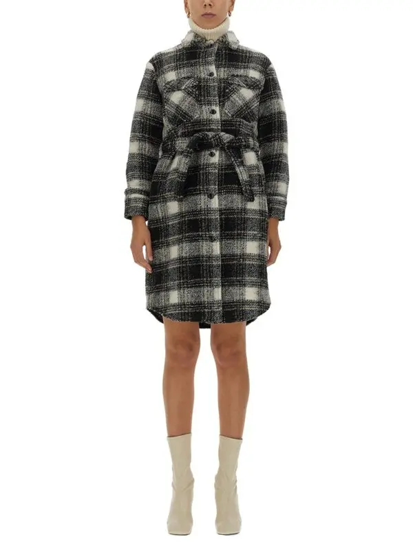 Woolrich Checked Wool-blend Shirt Coat - Black
