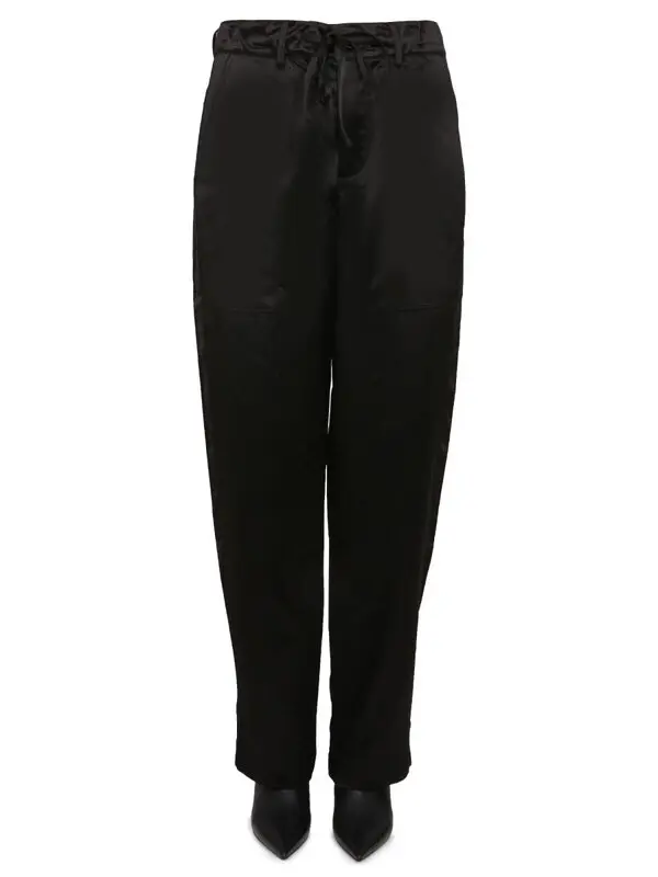 Proenza Schouler White Label Slouch Fit Satin Trousers - Black