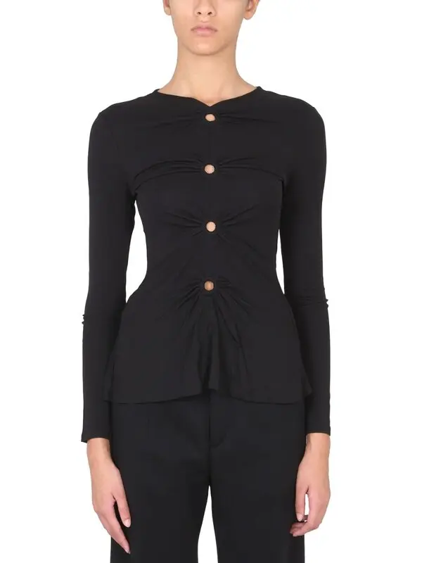 Proenza Schouler White Label Matte Crepe Top With Cut-out Detail - Black