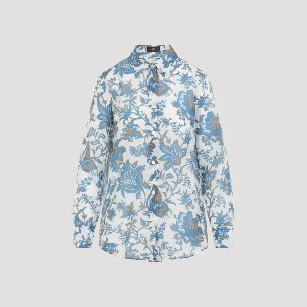 Etro Floral Silk Cotton Shirt - Blue