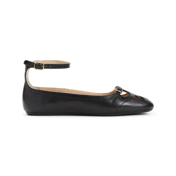 Chloé Ballerinas With Ankle Strap And Cut-out Detail - Black