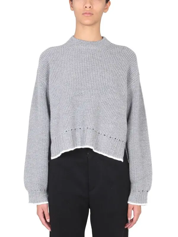 Proenza Schouler White Label Ribbed Wool High Neck Sweater - Grey
