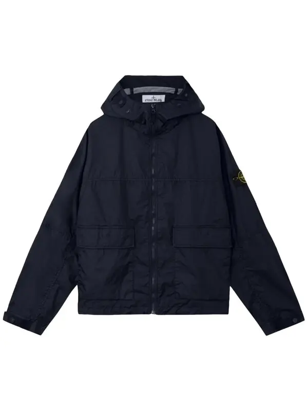 Stone Island Hooded Zip-up Jacket With Adjustable Cuffs