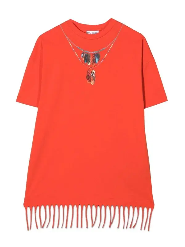 MARCELO BURLON COUNTY OF MILAN Mini Feather Fringe Dress - Red