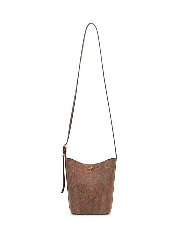 Etro Textured Leather Shoulder Bag - Marrone